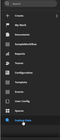Explore Data Icon (Navigation Menu) | Pega 8.5 | Support Center