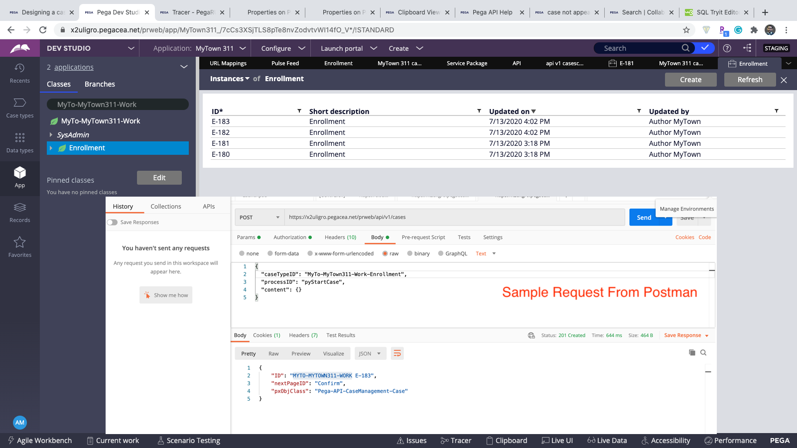 case not appearing in the application which are are created using Pega ...