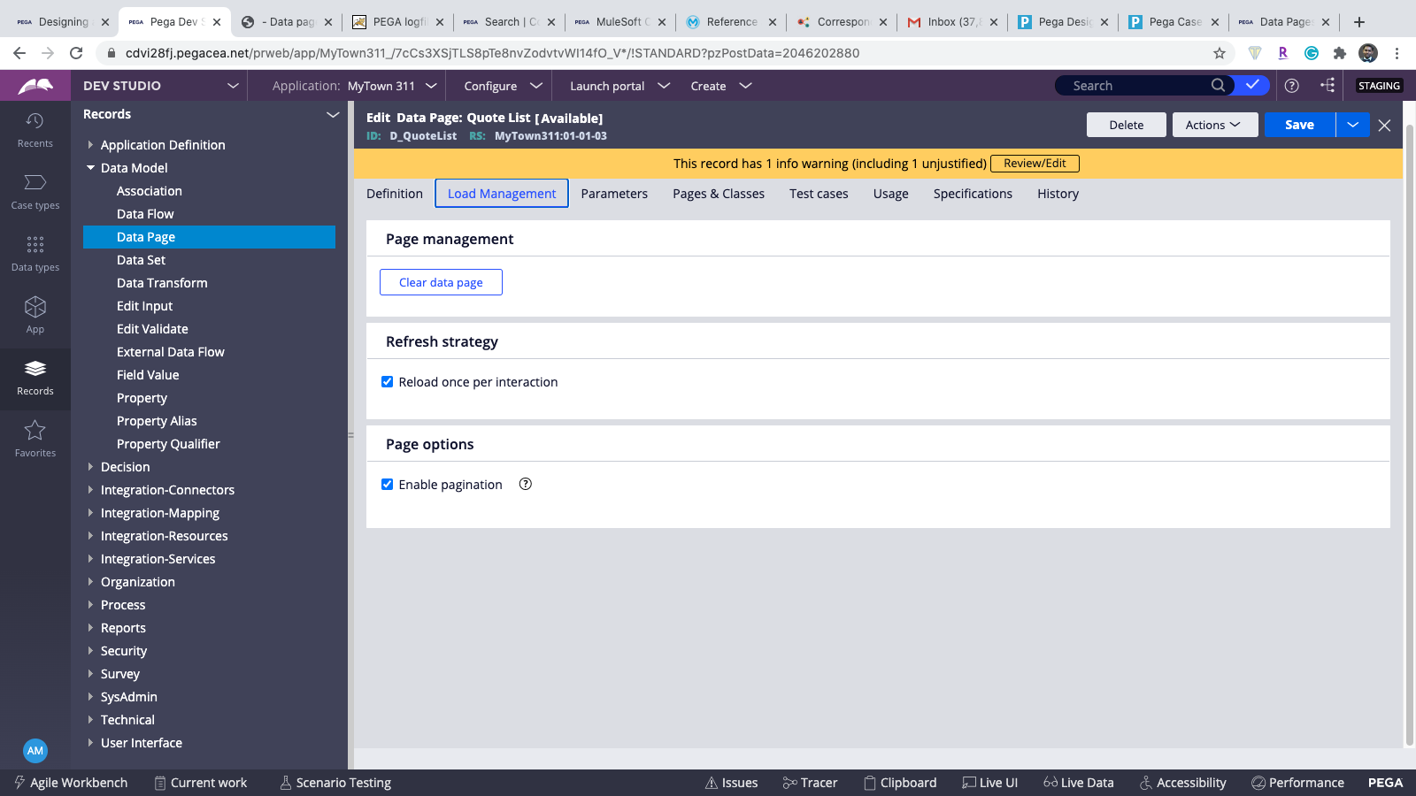 Explain purpose of enable pagination in datapage | Support Center